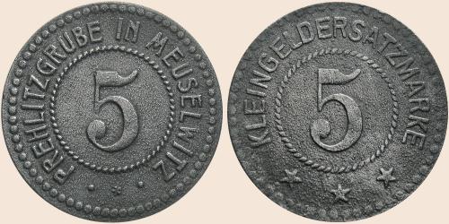 Münzkatalog-Online - Meuselwitz, Prehlitzgrube, Wertmarke, 5